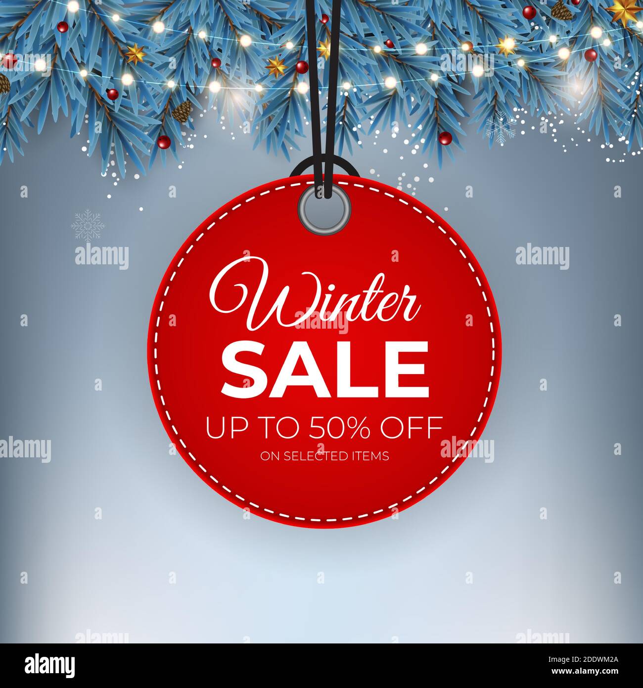 Winter sale Red tag vector banner for seasonal retail promotion. Vector ...