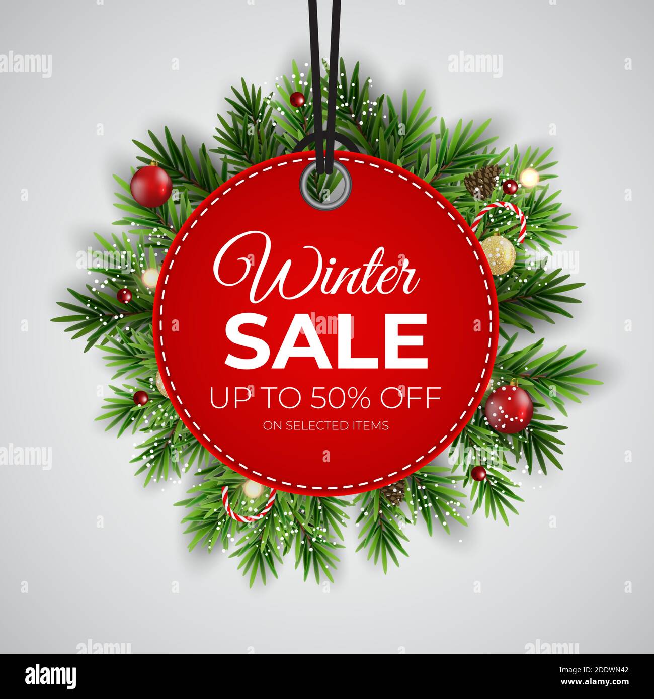 Winter sale Red tag vector banner for seasonal retail promotion. Vector ...