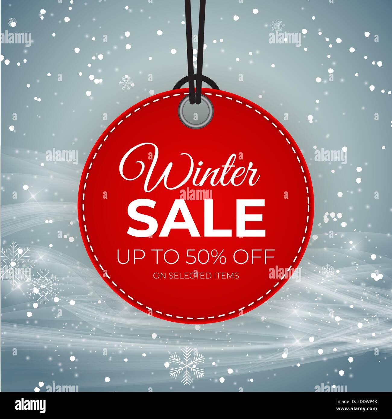 Winter sale Red tag vector banner for seasonal retail promotion. Vector ...