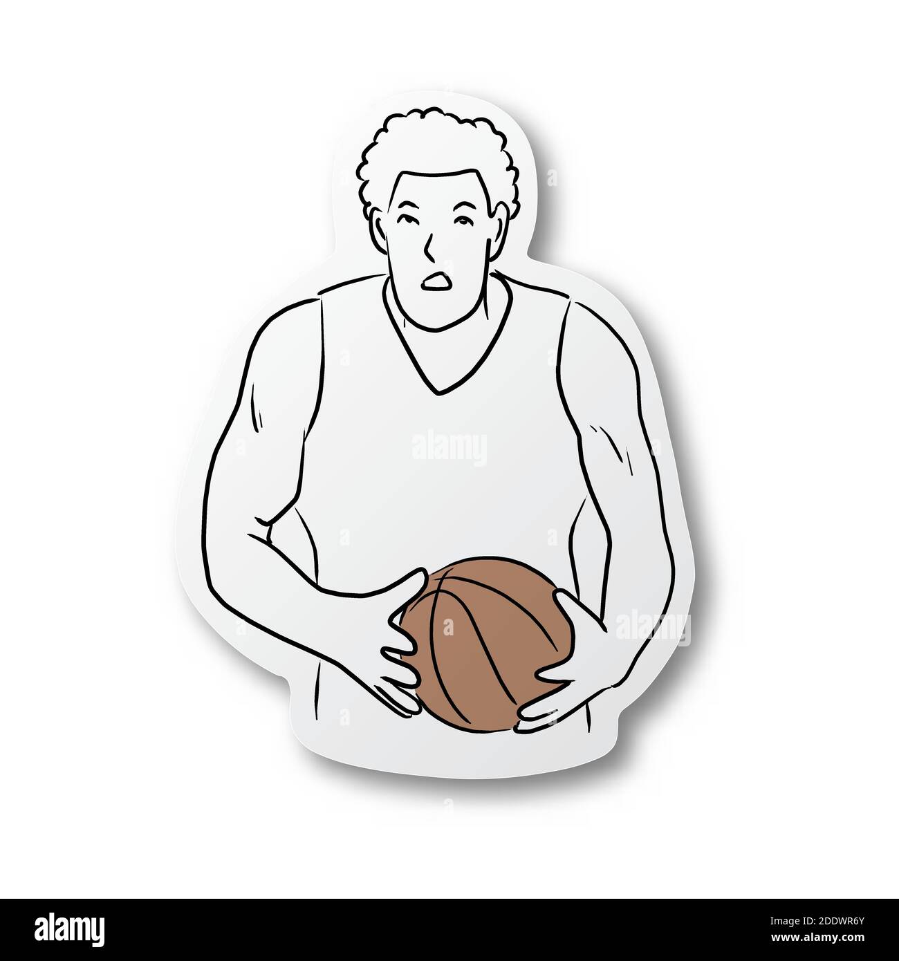 Vector illustration black line hand drawn of half-length male ...