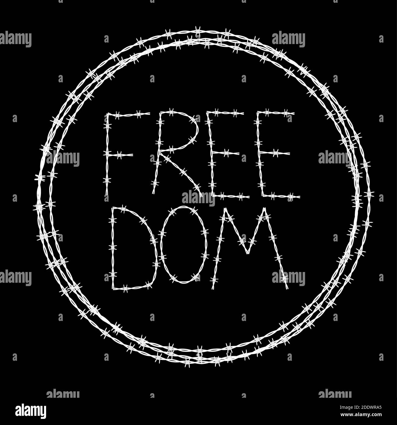 Freedom conclusion symbol, sign. Barbed wire isolated on white ...