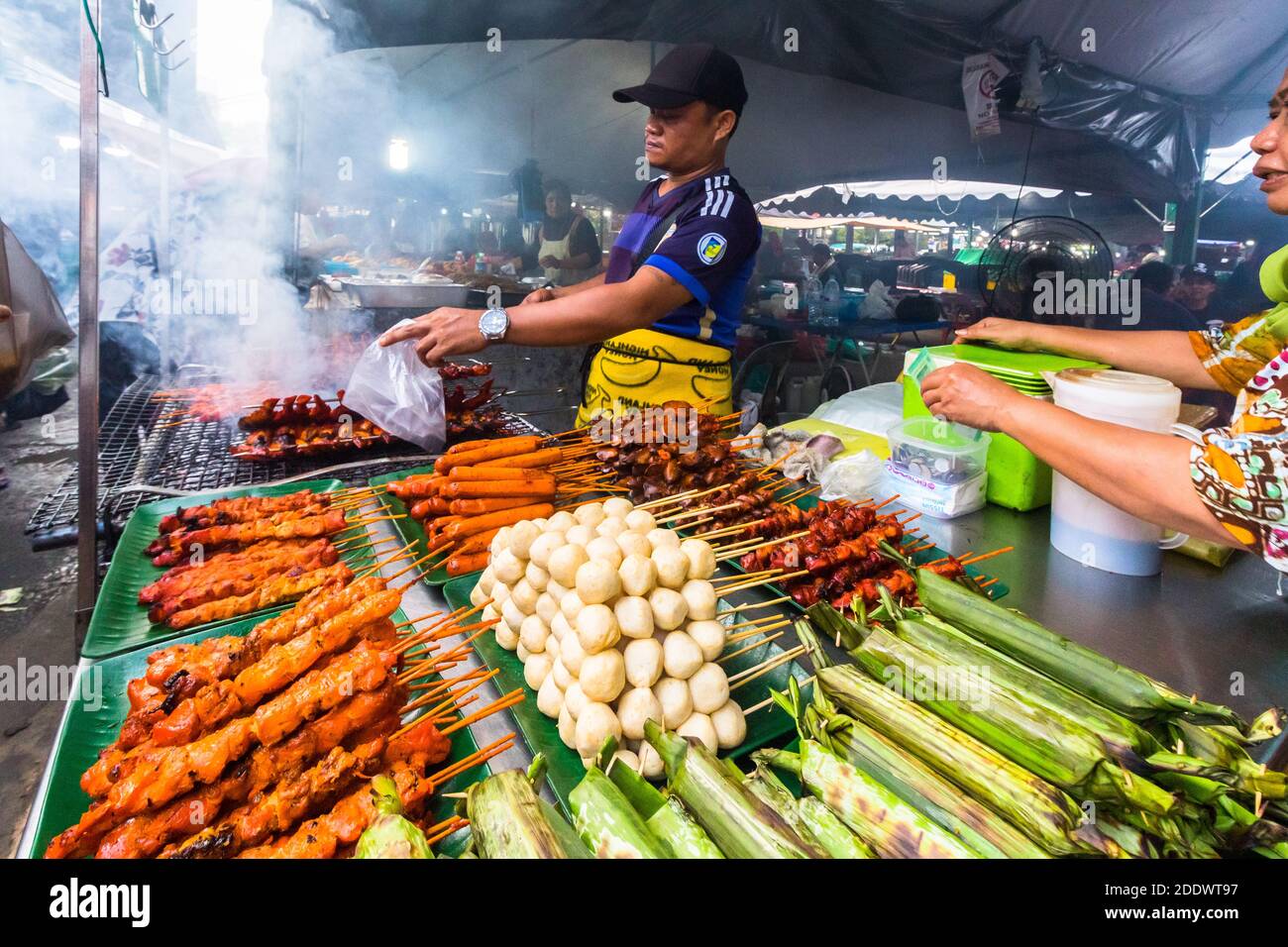 Different local food at the food market in Kota Kinabalu, Sabah ...