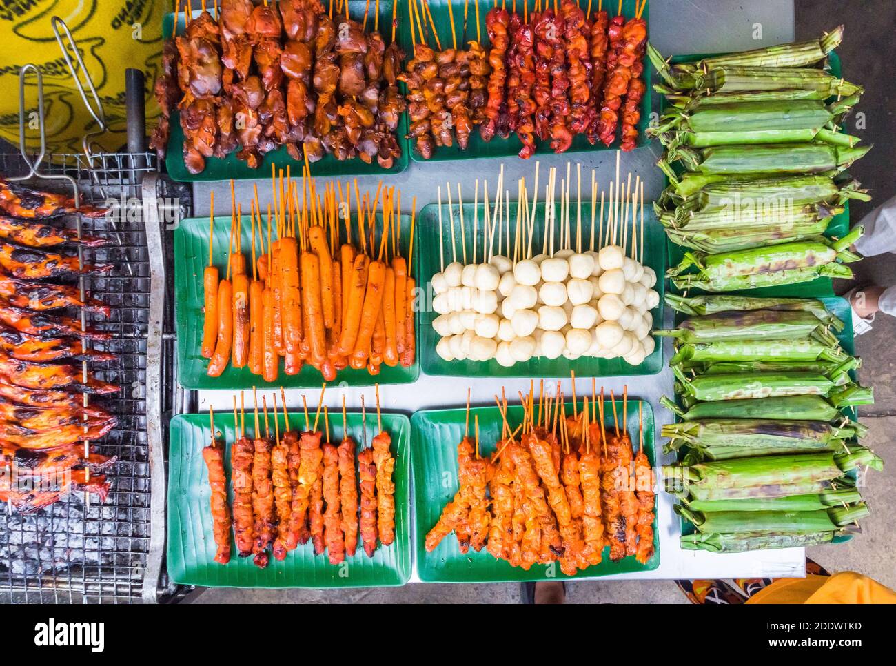 Different local food at the food market in Kota Kinabalu, Sabah ...