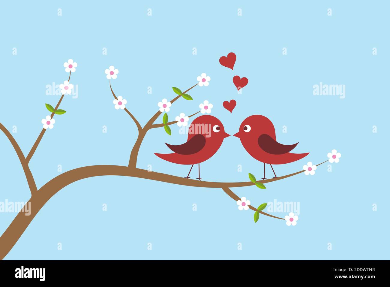Couple kissing at blooming tree Stock Vector Images - Alamy