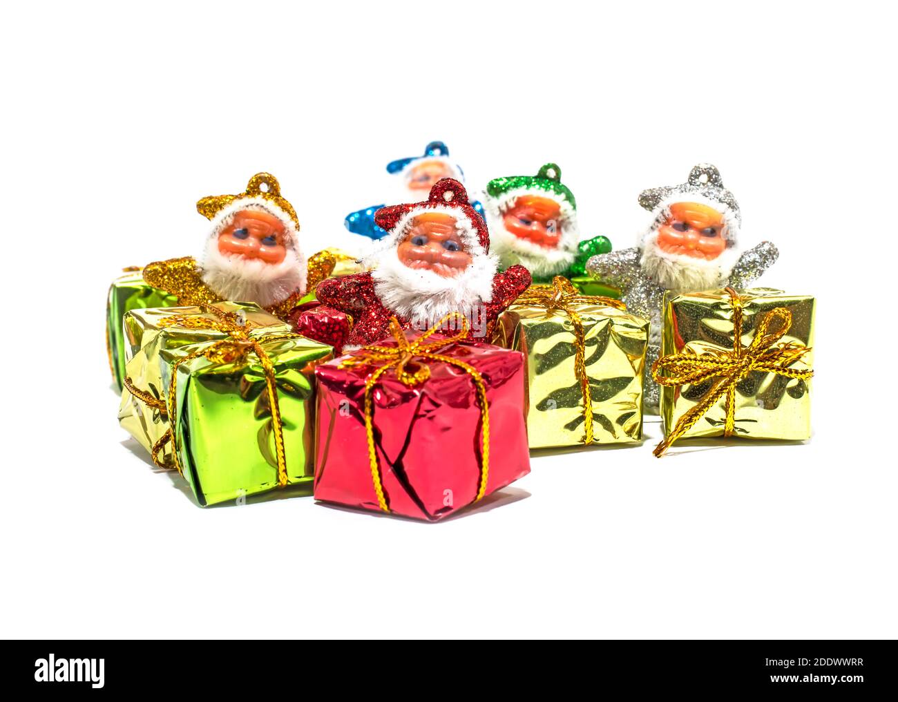 Santa Claus with gifts on white backgrounds Stock Photo - Alamy