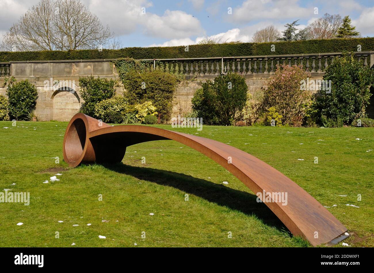 A giant rusted sculpture lies on the terrace at the Yorkshire Sculpture ...