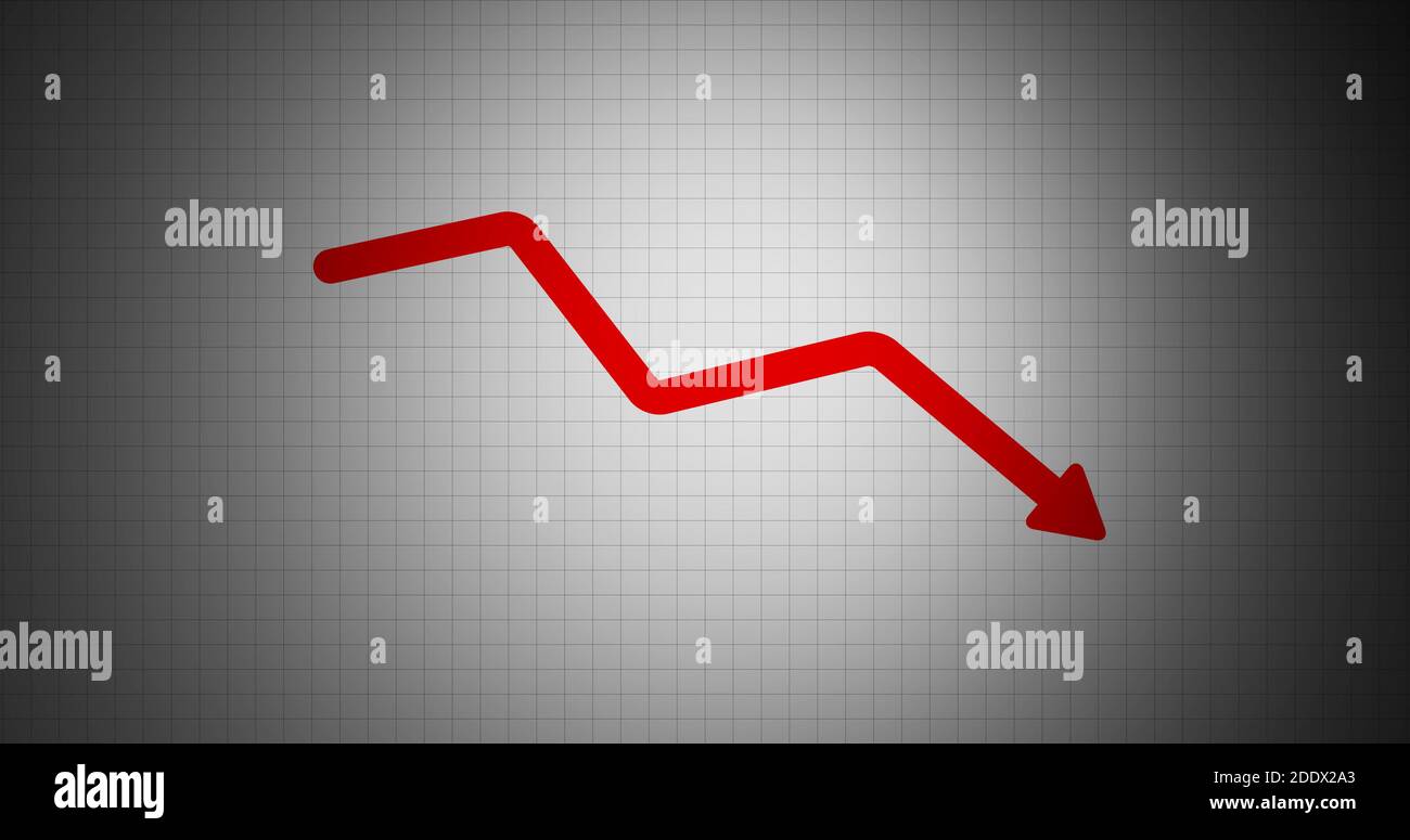 Business loss due to covid. Business graph showing growth down with ...