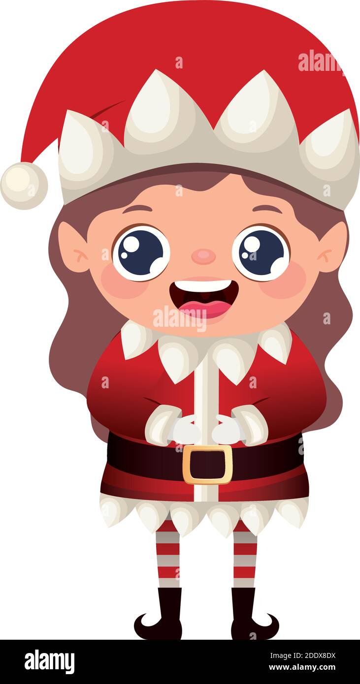 christmas female elf with red suit icon Stock Vector Image & Art - Alamy