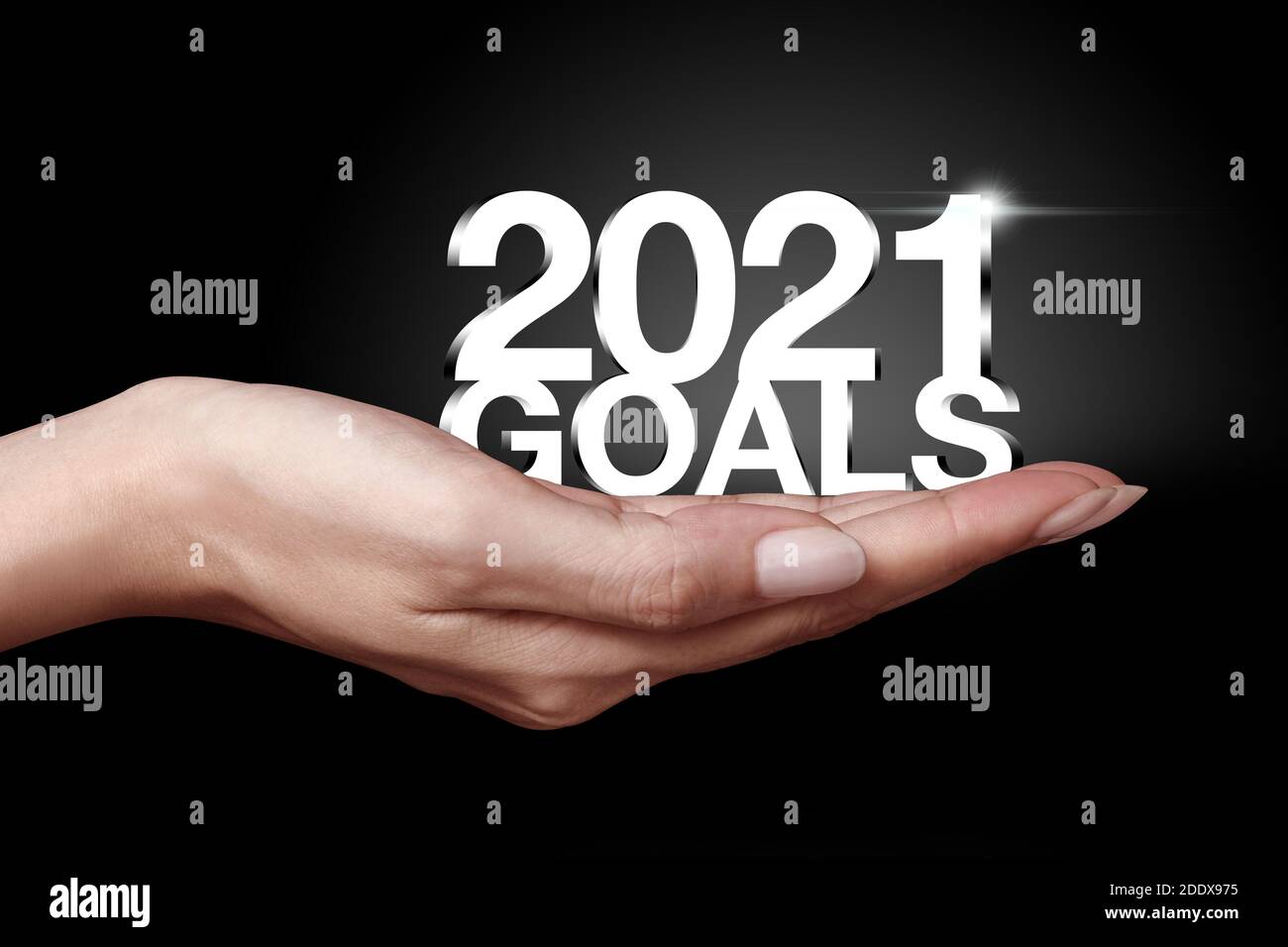 New Year goals 2021 with hand. New year is the first day of the year in ...