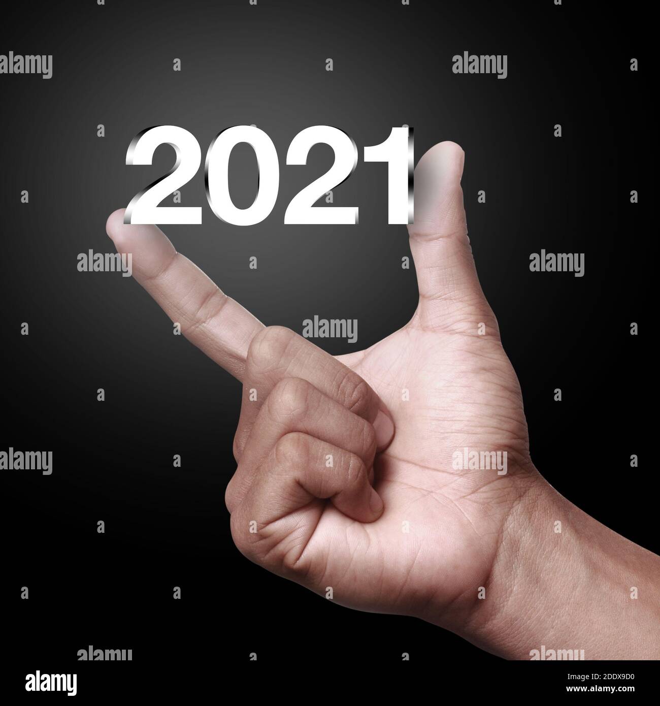Happy new year 2021 with hand. New year is the first day of the year in ...