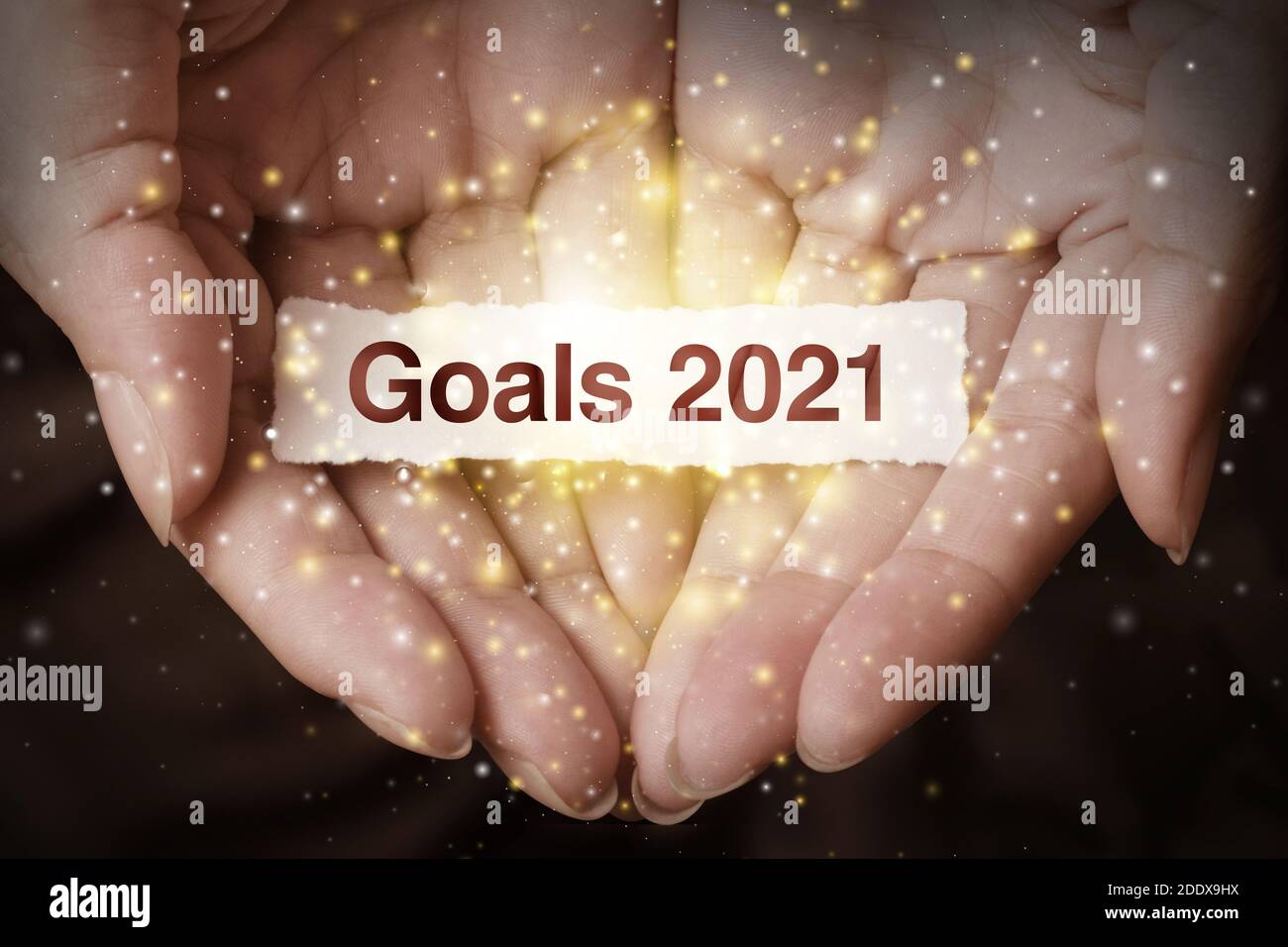 New Year goals 2021 with hand. New year is the first day of the year in ...