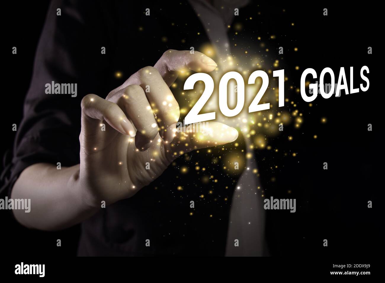 New Year goals 2021 with hand. New year is the first day of the year in ...