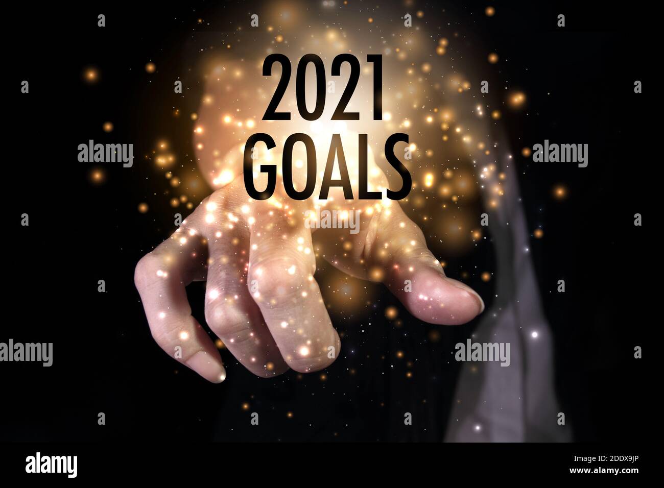 New Year goals 2021 with hand. New year is the first day of the year in ...