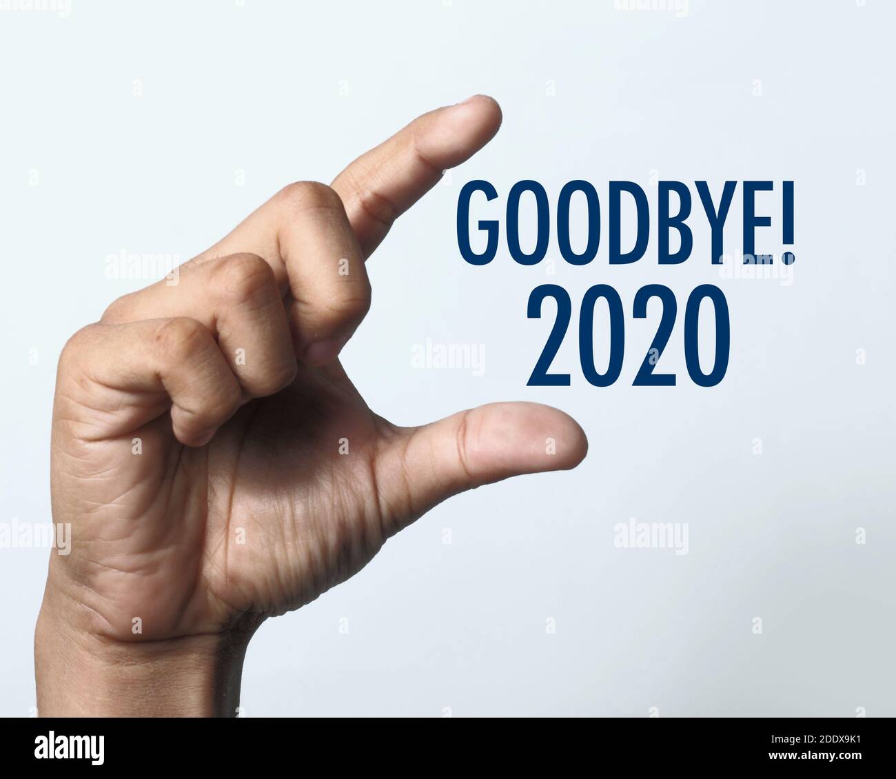 Goodbye year 2021 with hand. New year is the first day of the year in ...