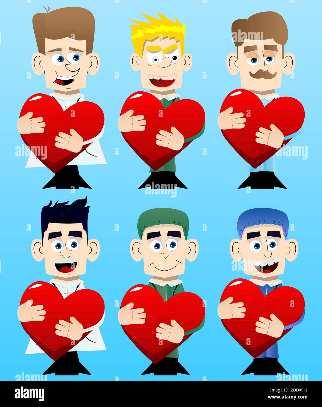 Funny cartoon character, doctor hugging big red heart. Vector ...