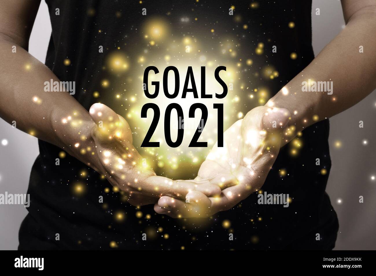 New Year goals 2021 with hand. New year is the first day of the year in ...