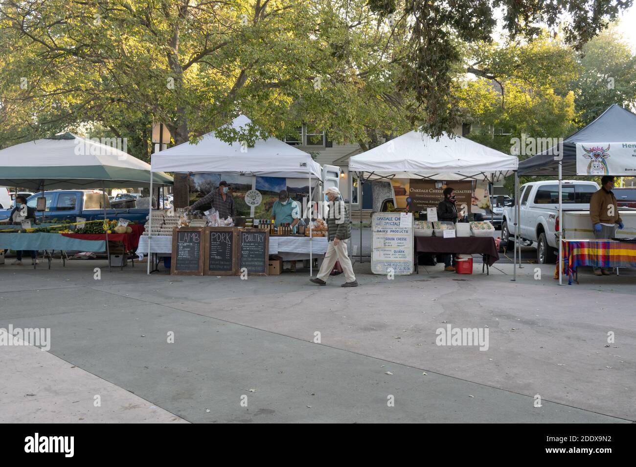 Davis, California, USA. October 31, 2020. Overview of the Davis farmers ...