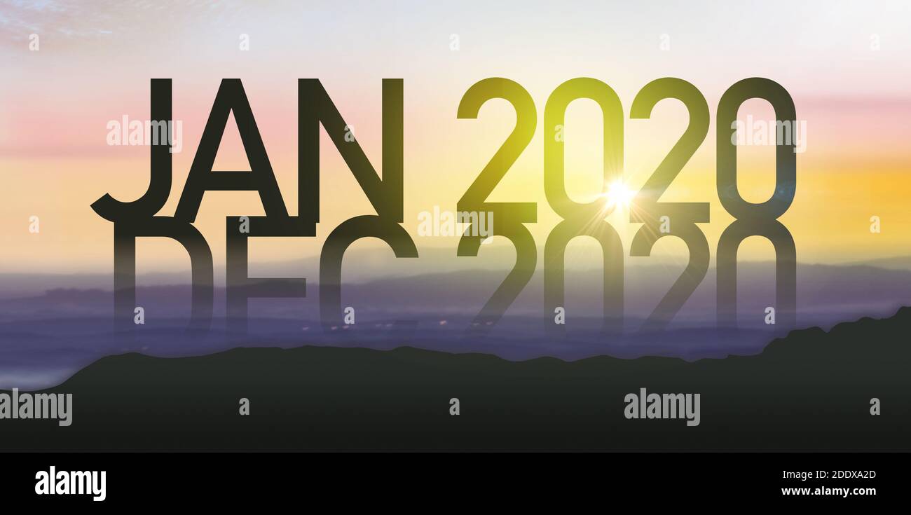 2021 new year concept. Silhouette number on the hill. New year is the ...