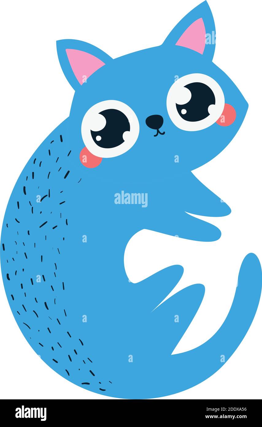 sticker of a cat of blue color Stock Vector Image & Art - Alamy