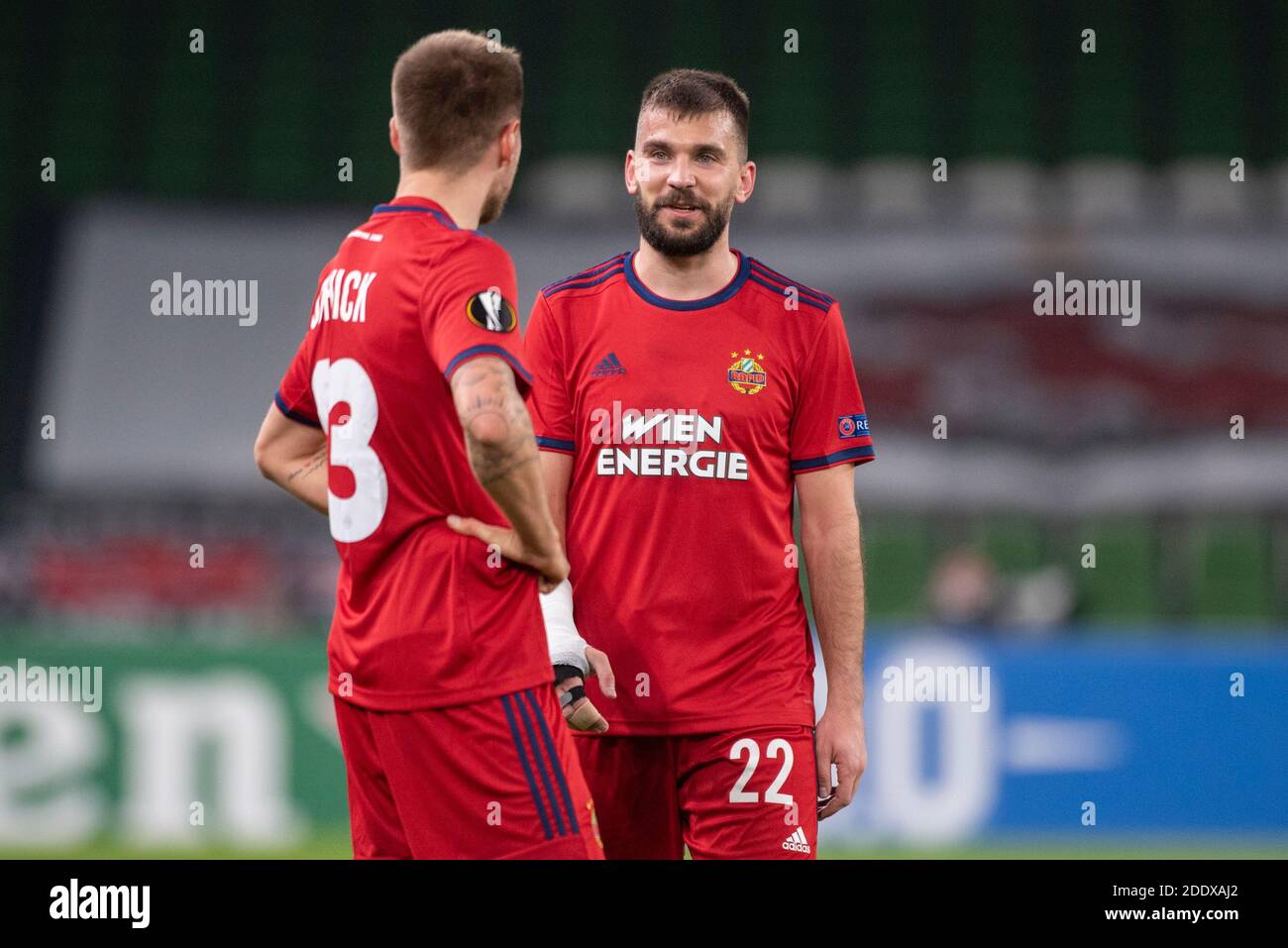 Dublin, Ireland. 26th Nov, 2020. Filip Stojkovic of Rapid and Thorsten ...