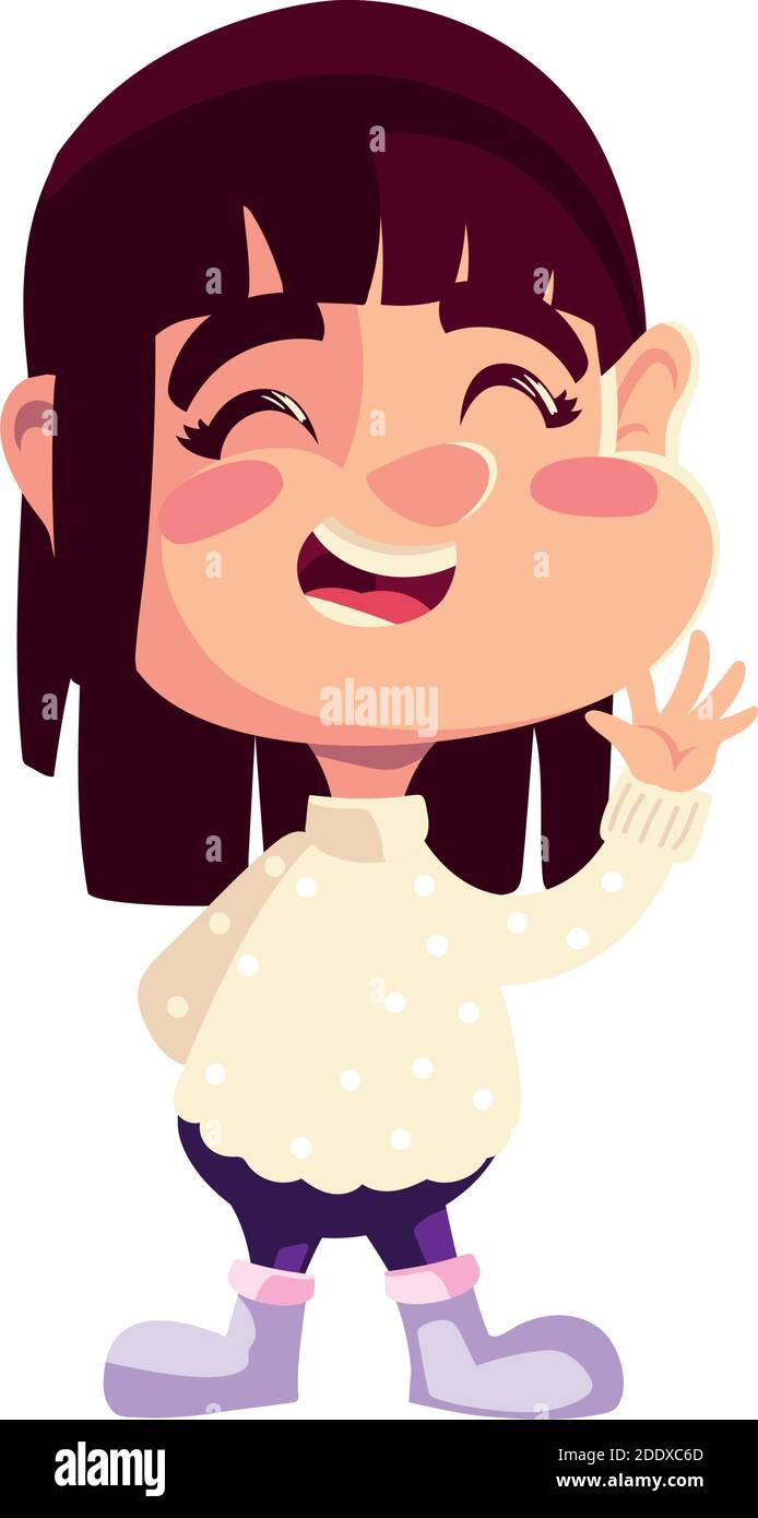 Animated Little Girl Waving