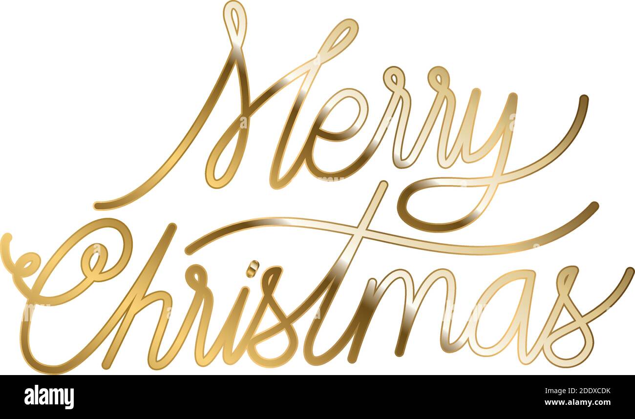 merry christmas in gold lettering in white background Stock Vector ...