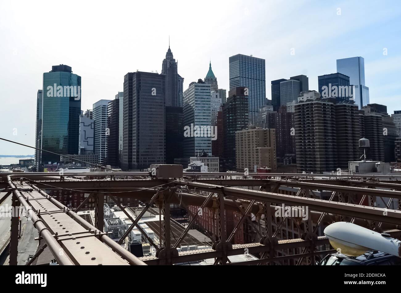 Brooklyn Bridge that connects Brooklyn and Manhattan. New York, USA ...