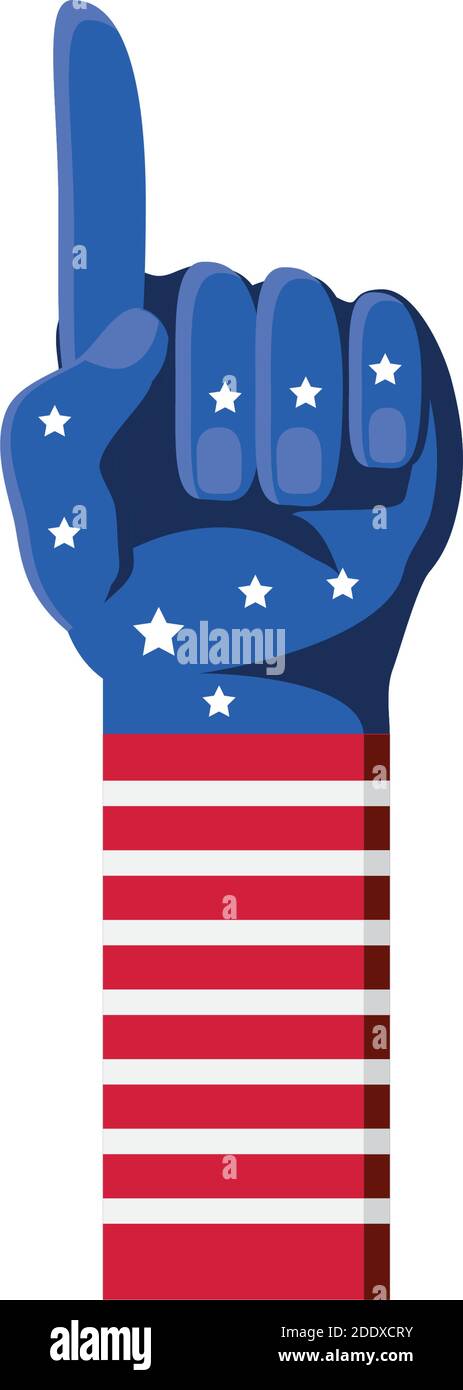 Martin Luther King Day, american flag in raised hand with index finger ...