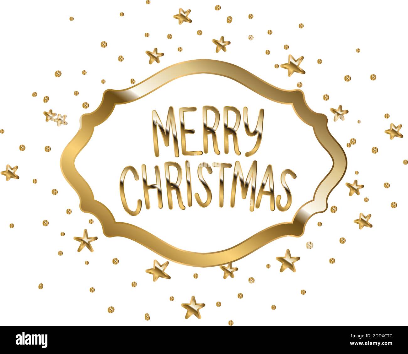 merry christmas in gold lettering with stars Stock Vector Image & Art ...