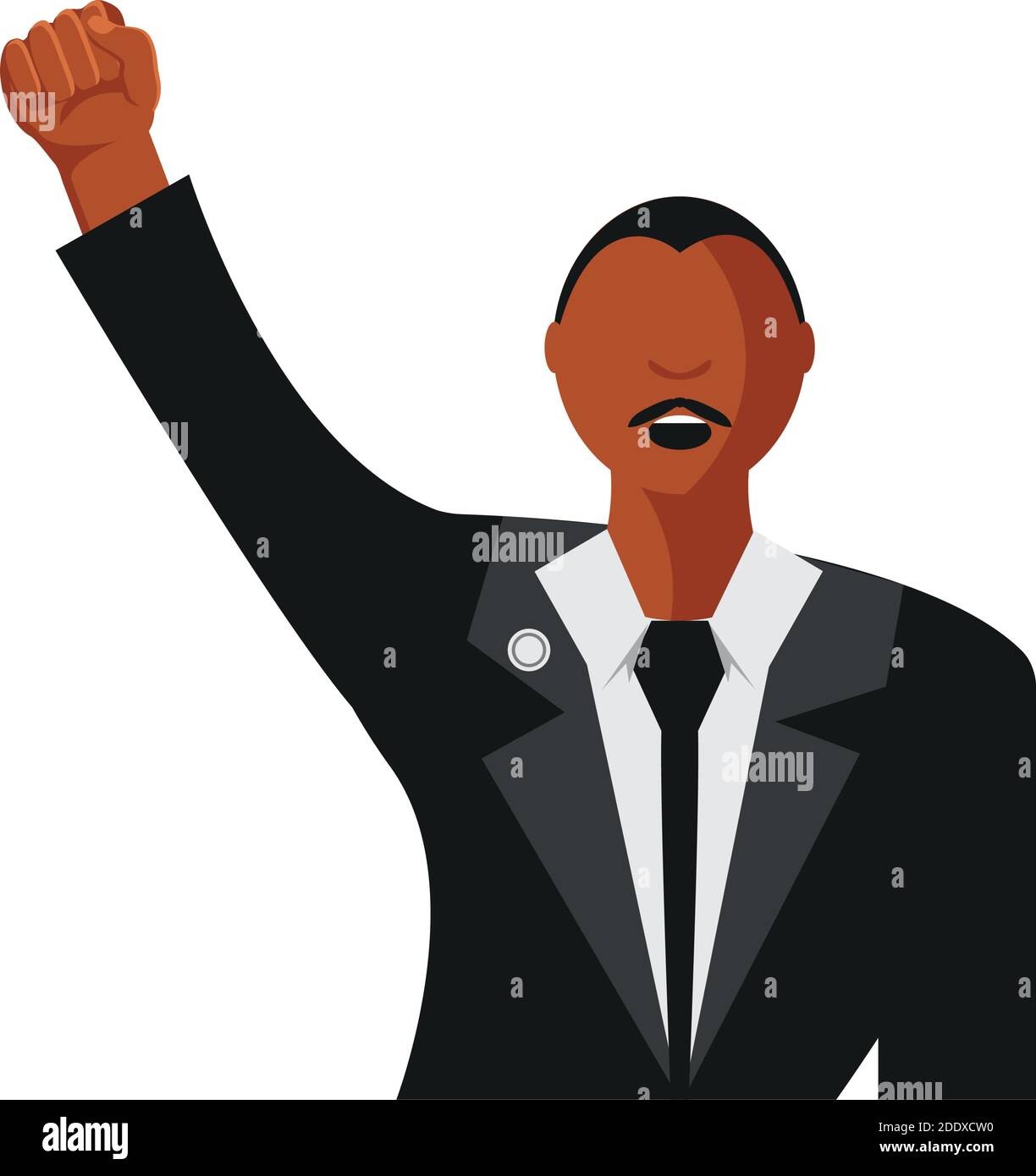 Martin Luther King Day portrait character hand raised vector ...