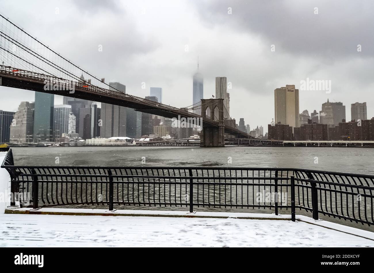 Brooklyn Bridge that connects Brooklyn and Manhattan. New York, USA ...