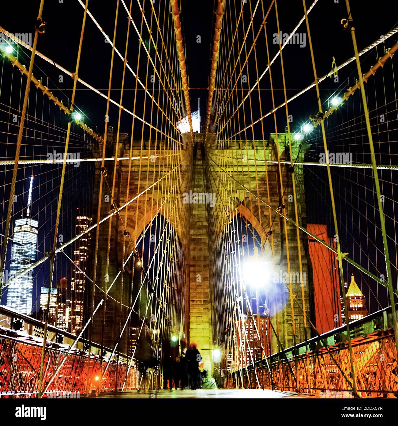 Brooklyn Bridge that connects Brooklyn and Manhattan. New York, USA ...