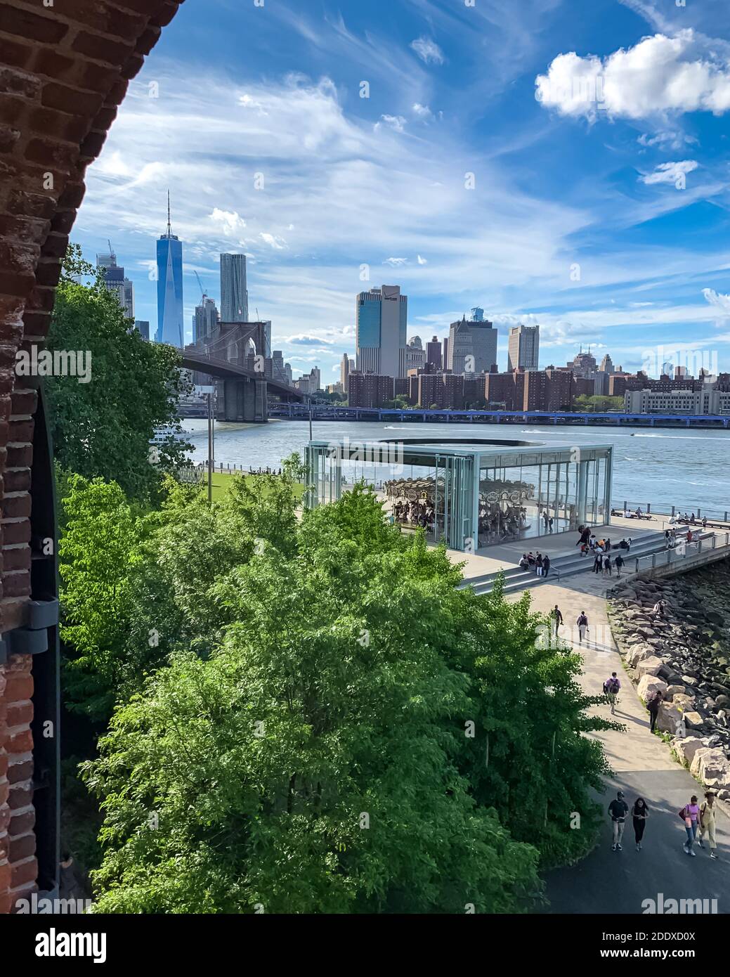 Brooklyn Bridge that connects Brooklyn and Manhattan. New York, USA ...