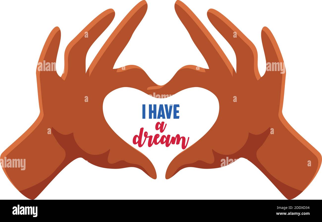 Martin Luther King Day, hands shaped heart with message vector ...
