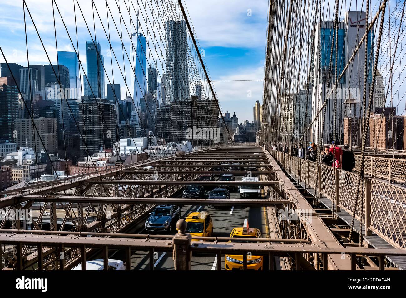 Brooklyn Bridge that connects Brooklyn and Manhattan. New York, USA ...