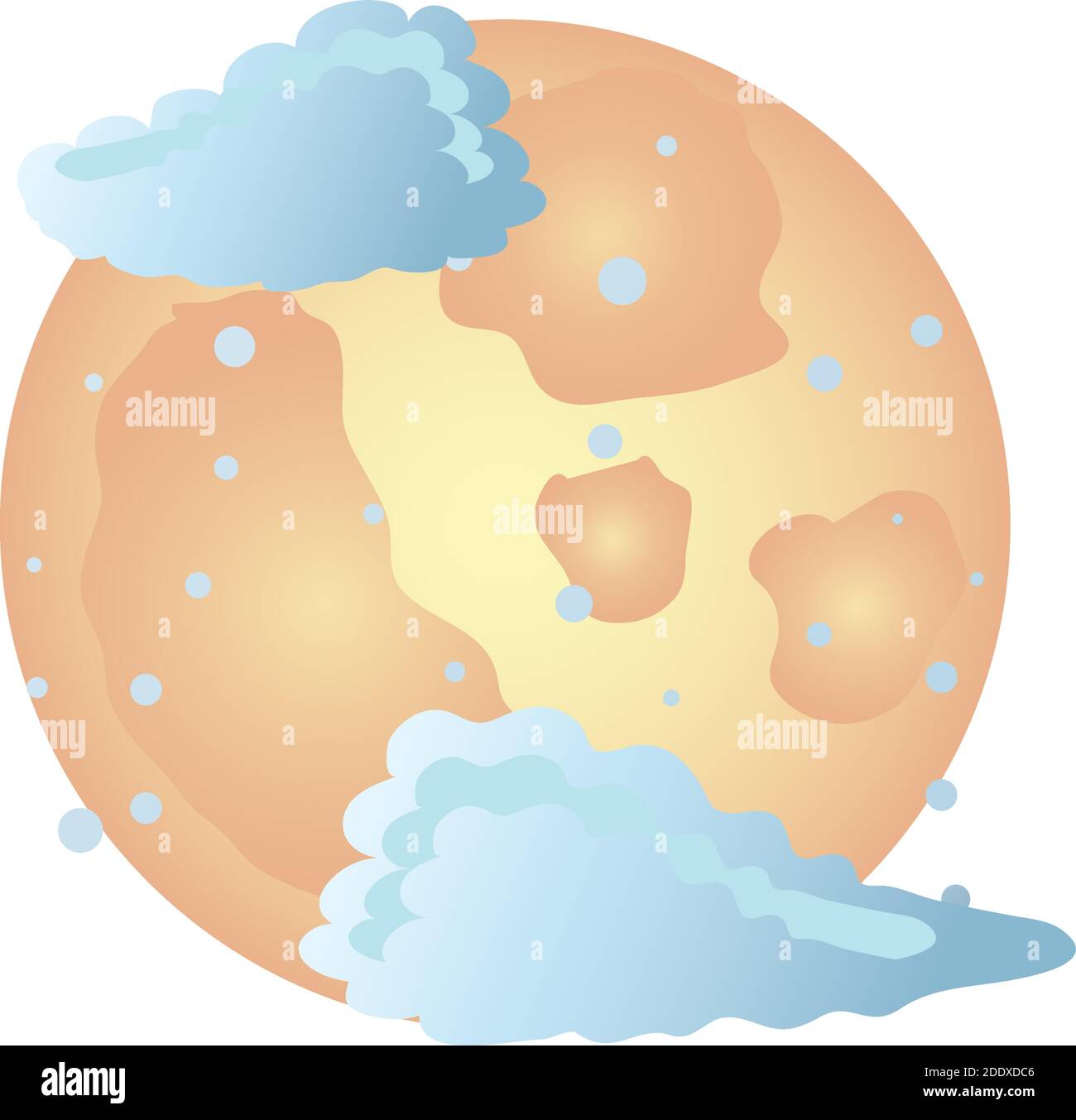 moon clouds sky cartoon style on white background vector illustration ...