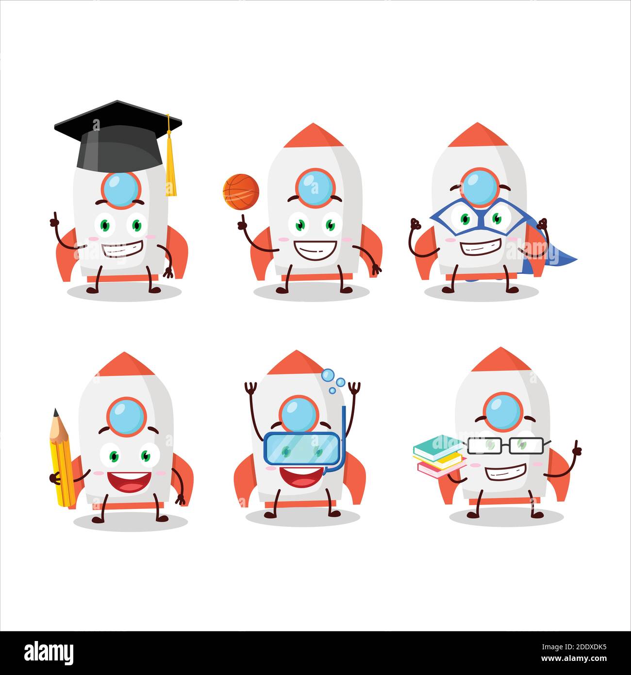 School student of white rocket firecracker cartoon character with ...