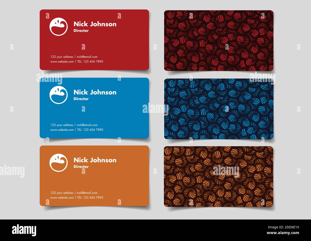 Set of three business name card designs with creative abstract shapes ...