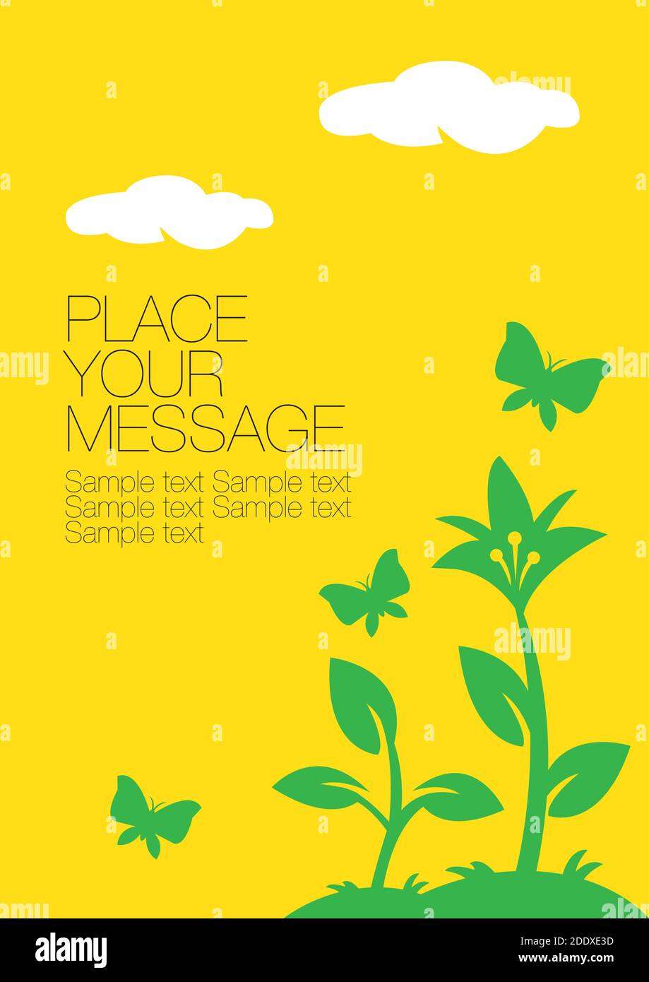 Layout design of wild flowers with butterflies. Vector illustration ...