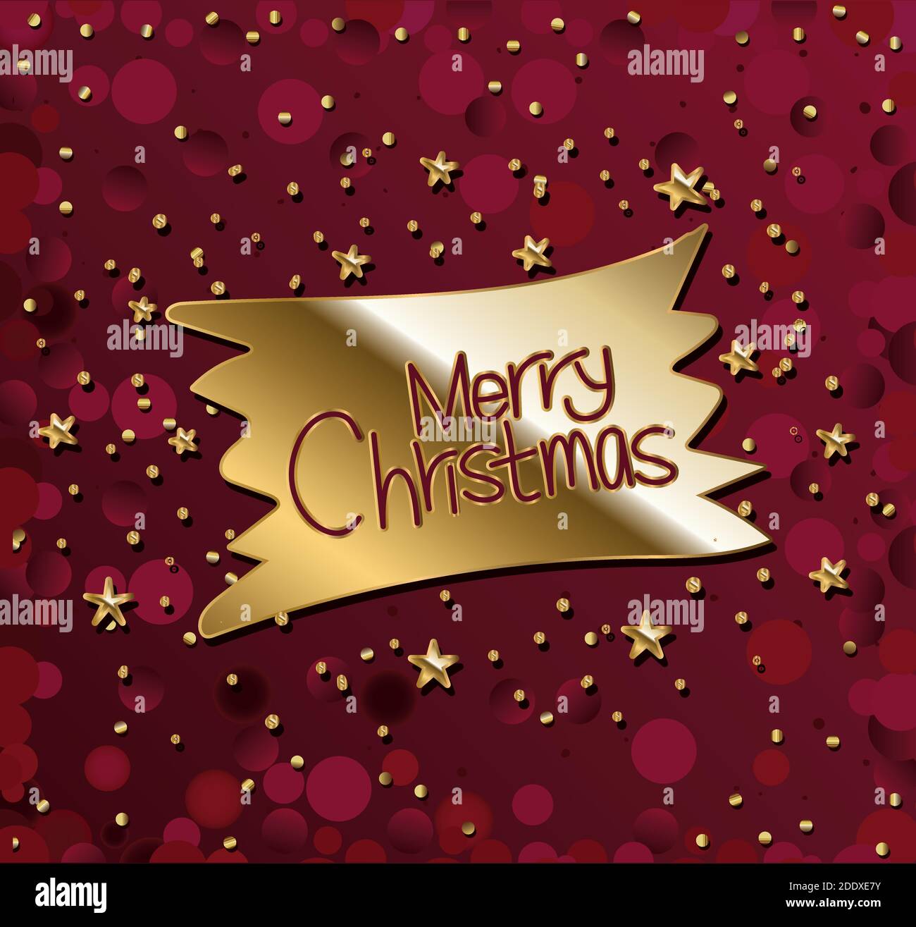merry christmas in gold lettering on a red background Stock Vector ...