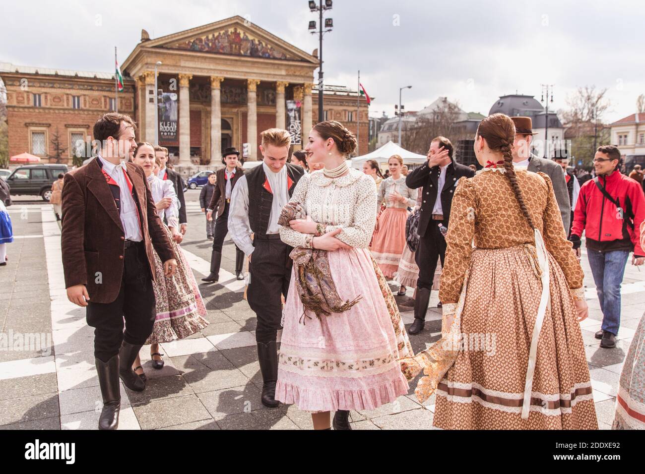 BUDAPEST, HUNGARY, 06 APRIL 2019: Spring celebration parade through the ...