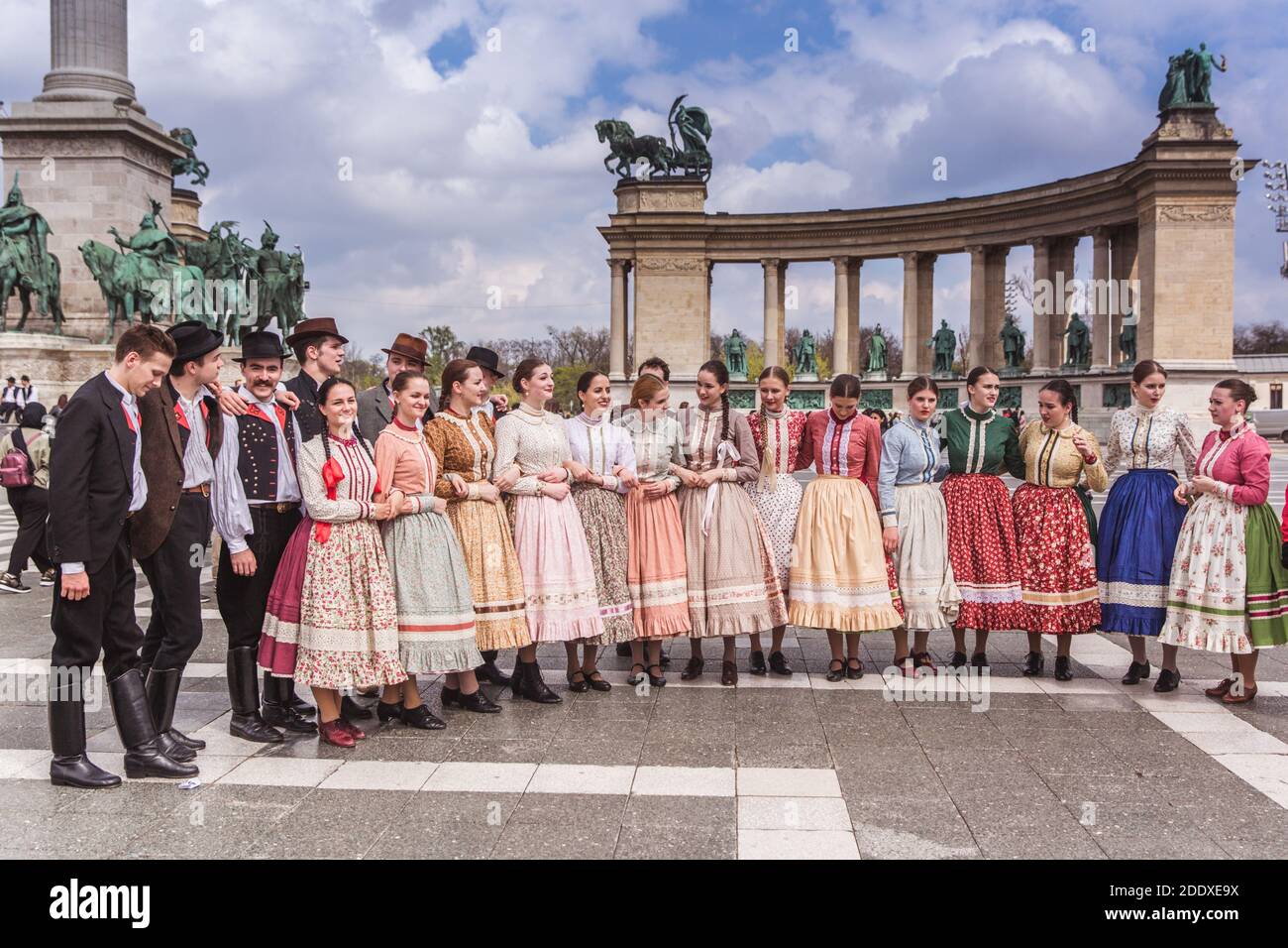 BUDAPEST, HUNGARY, 06 APRIL 2019: Spring celebration parade through the ...