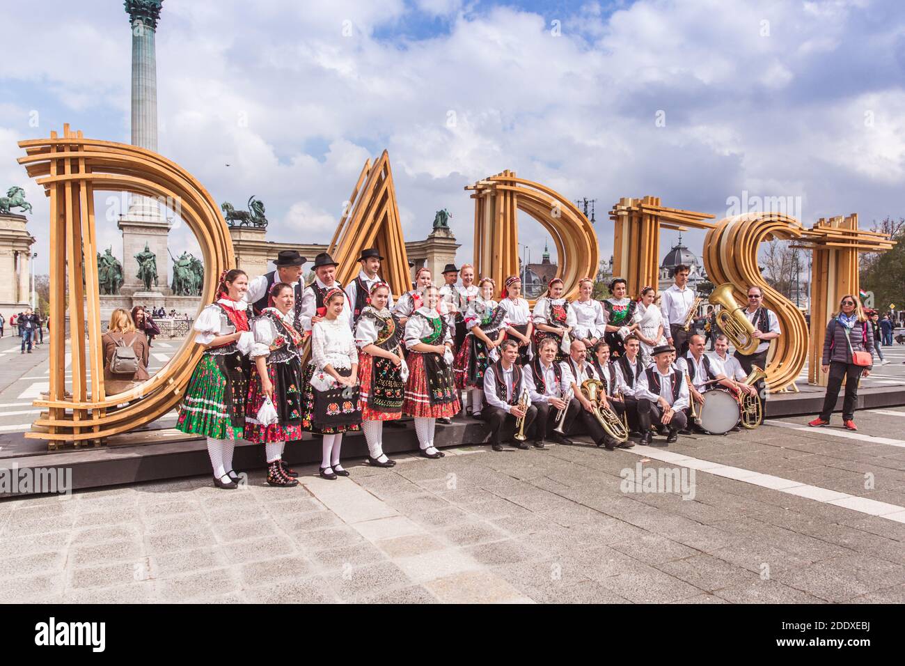 BUDAPEST, HUNGARY, 06 APRIL 2019: Spring celebration parade through the ...