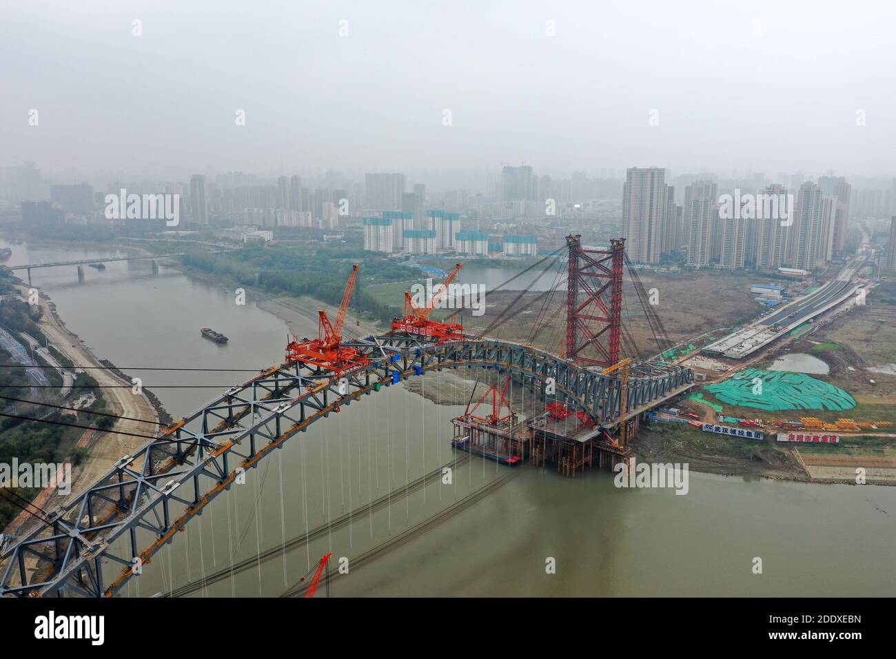 Wuhan, China. 26th Nov, 2020. The 7th Hanjiang bridge successfully ...