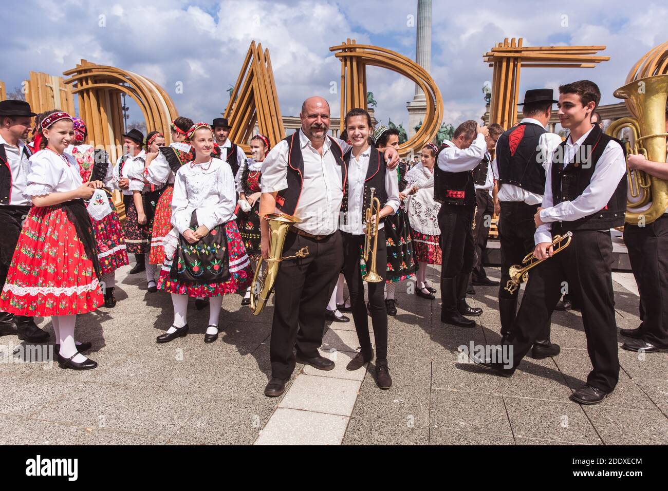 BUDAPEST, HUNGARY, 06 APRIL 2019: Spring celebration parade through the ...