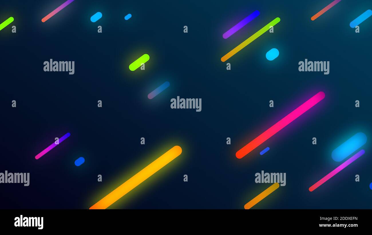 A trendy background of glowing neon stripes or lines on dark blue Stock ...