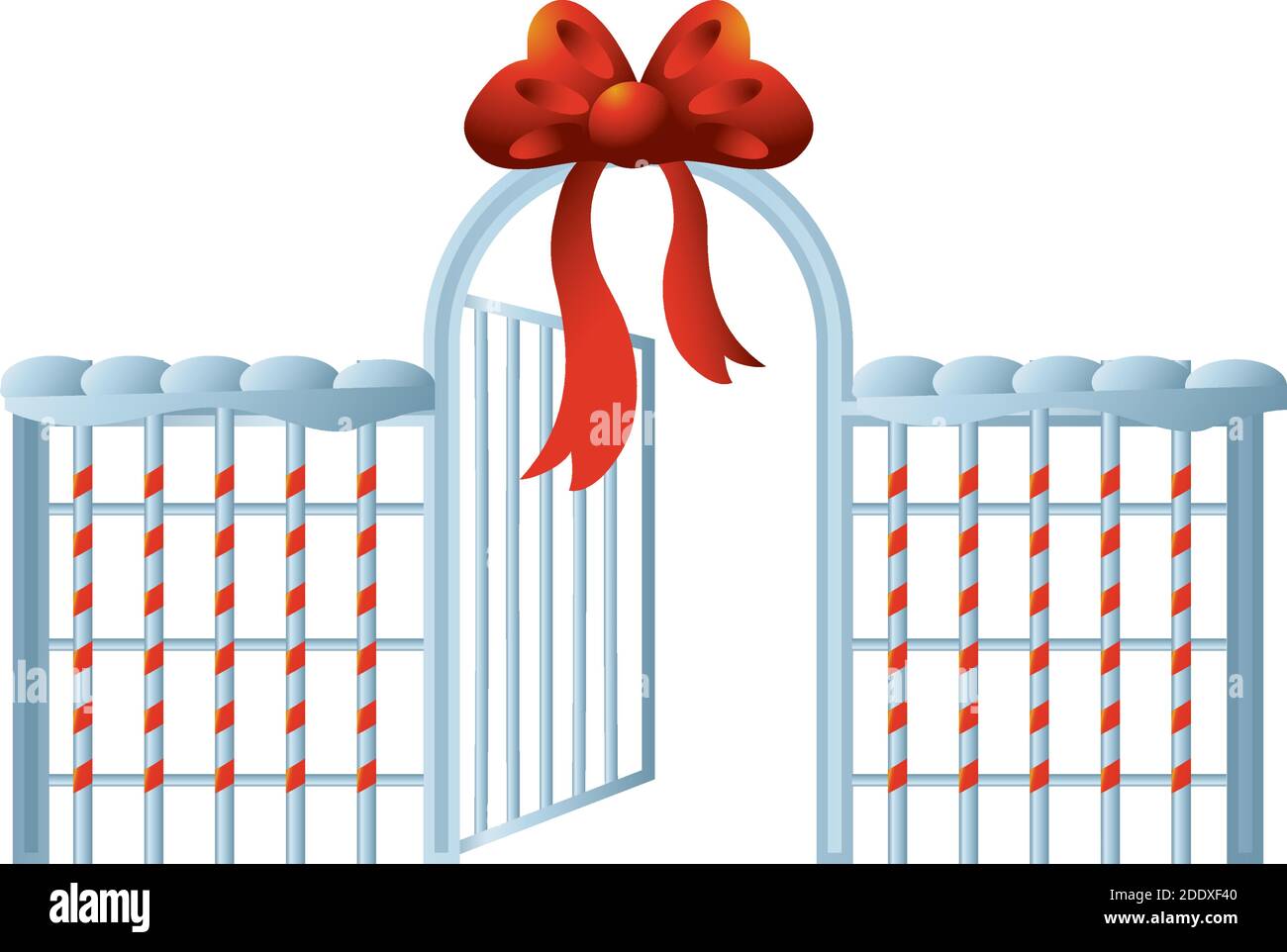 merry christmas, decorative fence entrance with ribbons vector ...