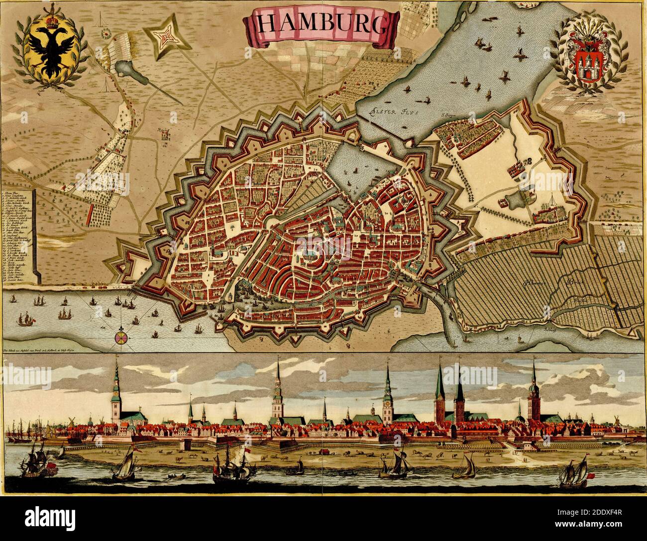 Antique map of Hamburg. Atlas of fortifications and battles, by Anna ...