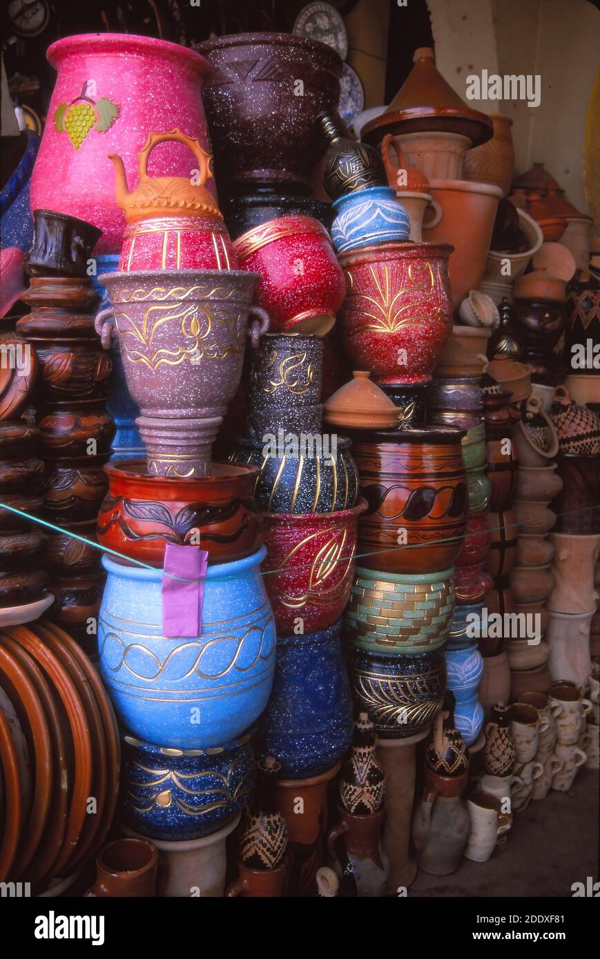 Pottery vases and urns in the bazaar market of , Meknes, Morocco Stock ...