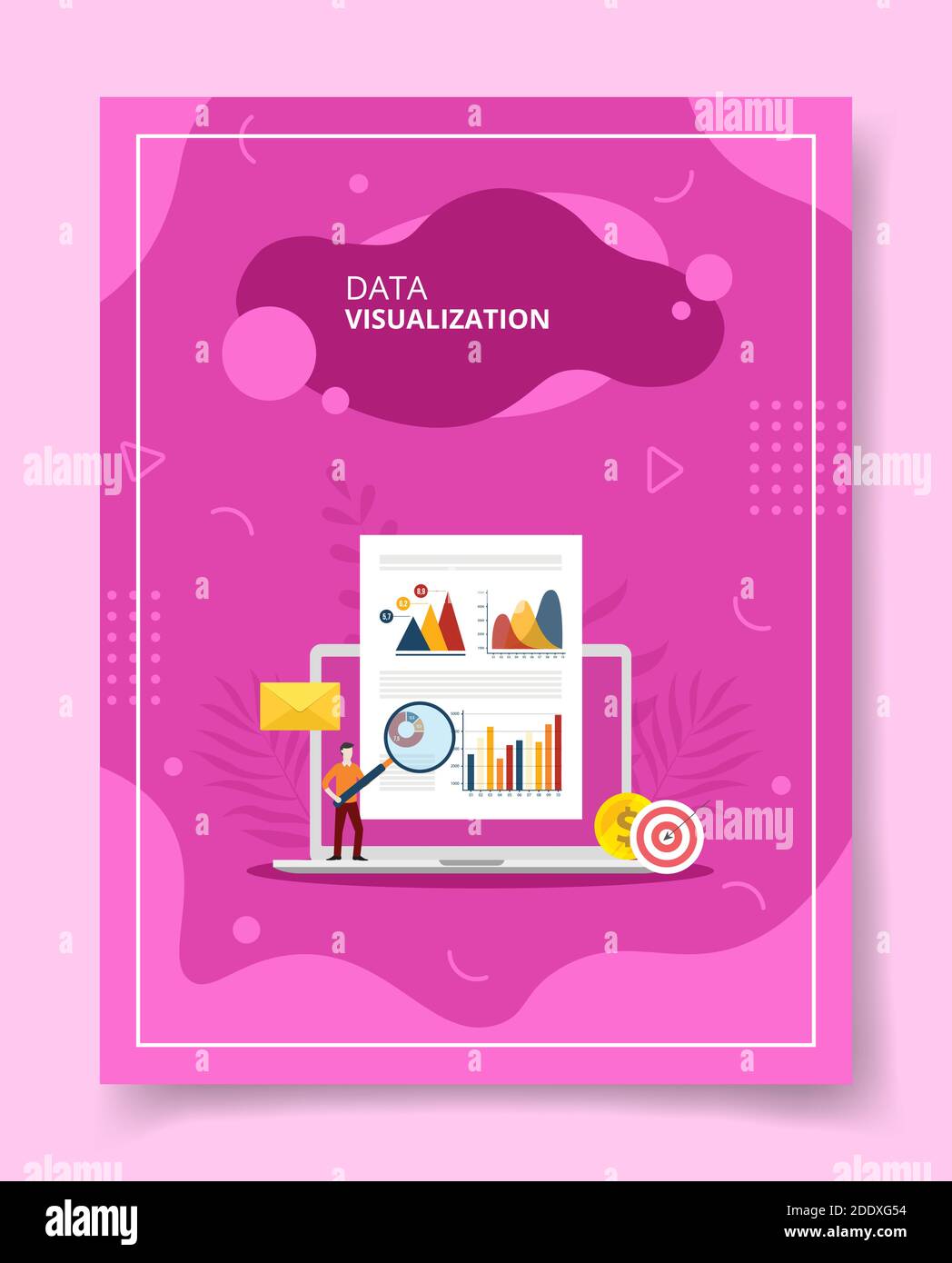 data visualization people standing on laptop chart for template of ...